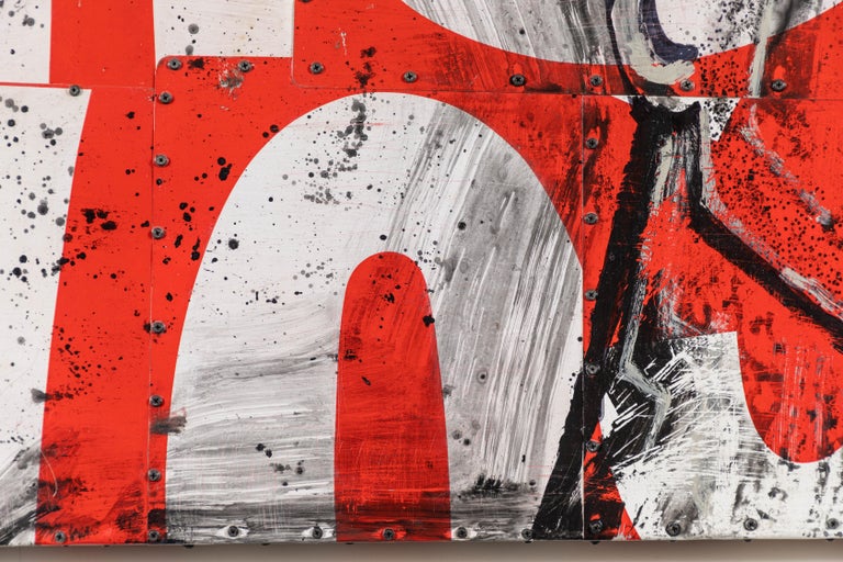 Original Industrial Style Abstract Artwork, Metal over Wood For Sale at ...
