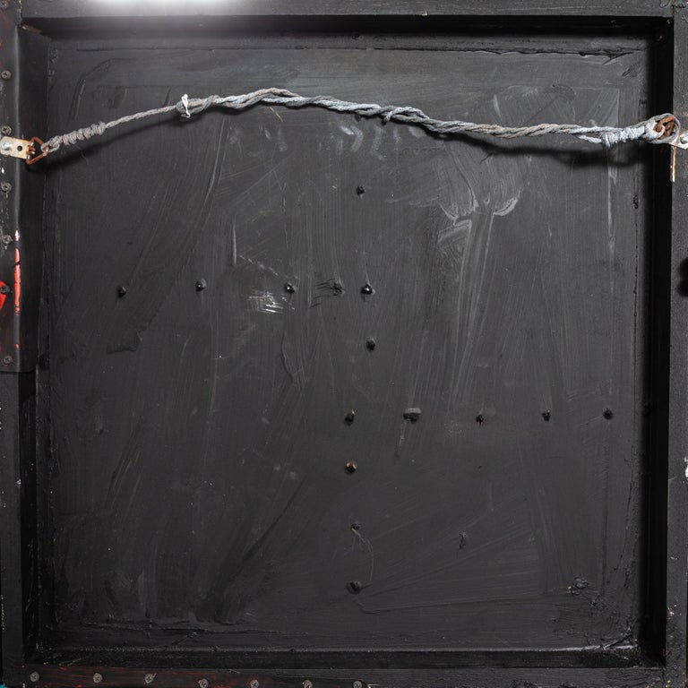 Original Industrial Style Abstract Artwork, Metal over Wood at 1stDibs