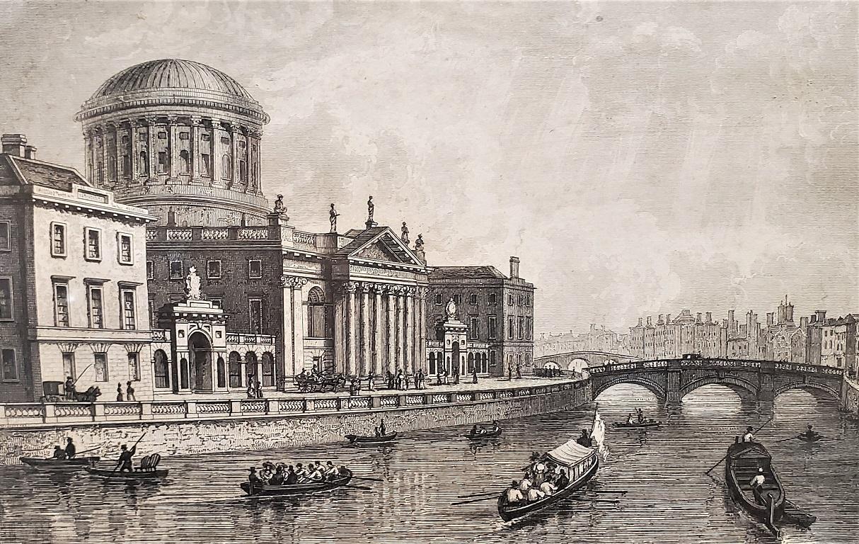 Original Irish Engraving of Four Courts of Law Dublin 1840 by WH ...