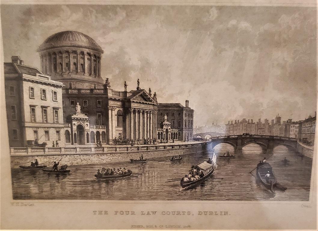 Original Irish Engraving of Four Courts of Law Dublin 1840 by WH ...
