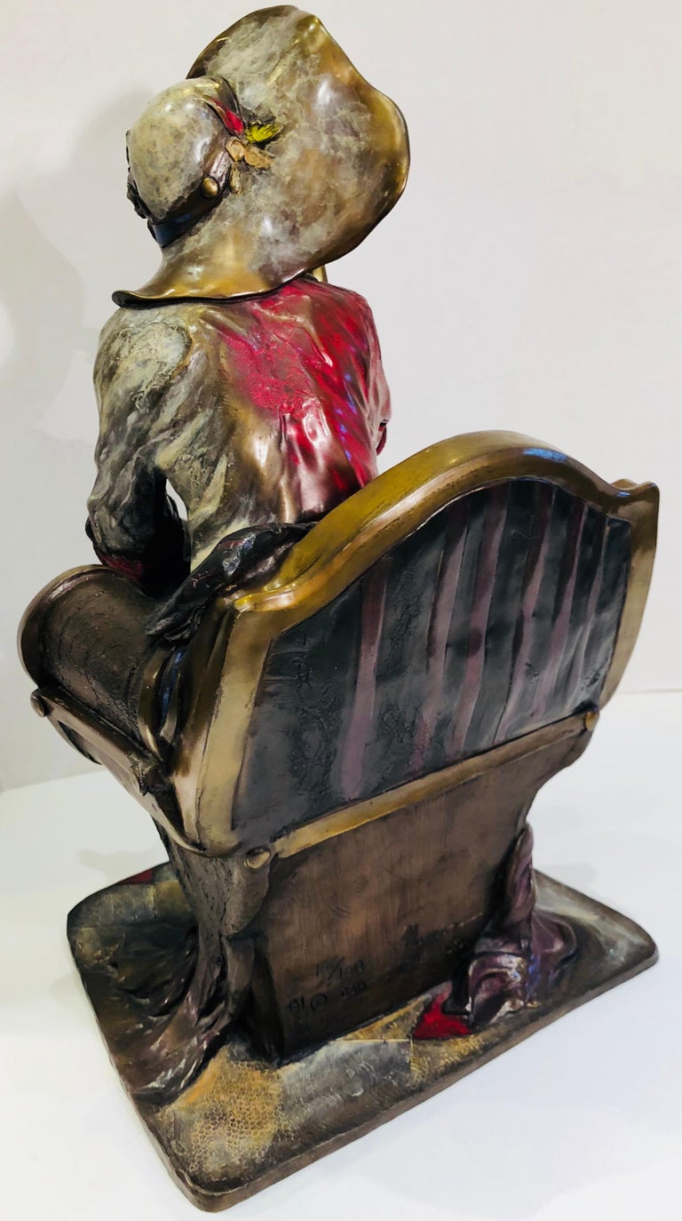 Original Isaac Maimon Bronze Polychrome Sculpture "At the Ball" Limited ...
