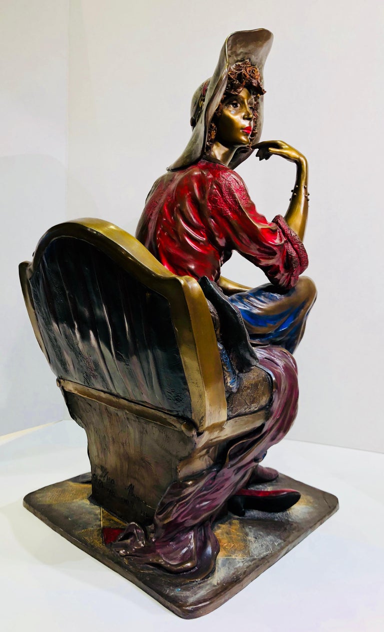 Original Isaac Maimon Bronze Polychrome Sculpture "At the Ball" Limited ...