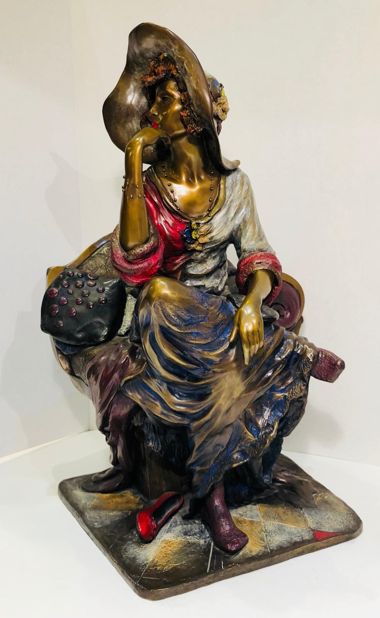 Original Isaac Maimon Bronze Polychrome Sculpture "At the Ball" Limited ...
