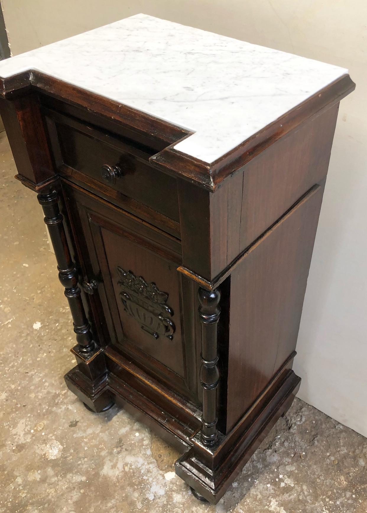 Original Italian Nightstand with Carrara Marble at 1stDibs