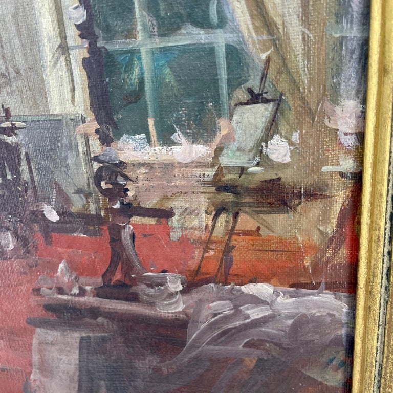 Original Italian Oil Painting of an Artists Studio, Rome 1960 For Sale ...
