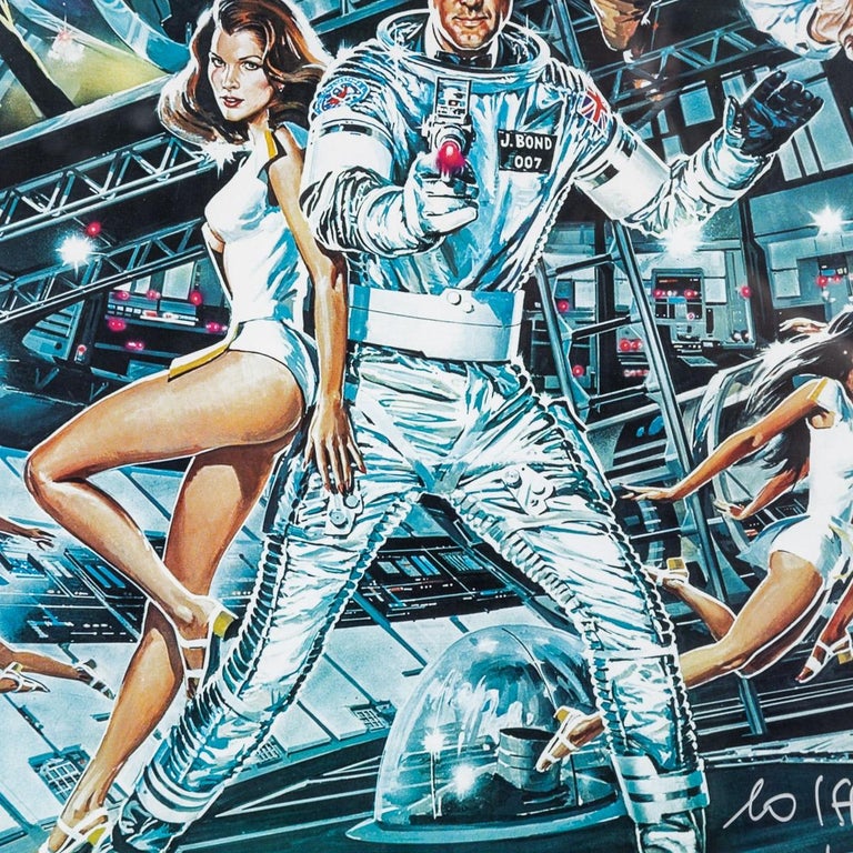 Original James Bond 007 Moonraker Film Poster Signed By Roger Moore