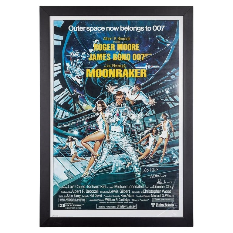Original James Bond 007 'Moonraker' Film Poster, Signed by Roger Moore, c.1979 For Sale at 1stDibs