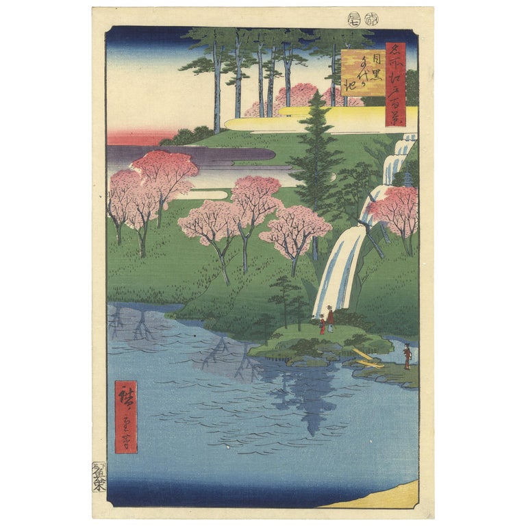 Original Japanese Woodblock Print, Ando Hiroshige, Landscape, Cherry ...