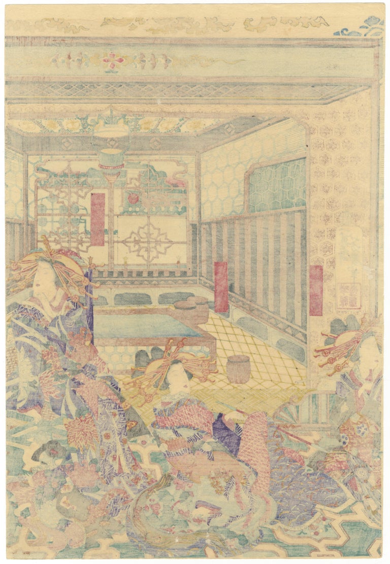 Original Japanese Woodblock Print, Meiji, Geisha, Tokyo, Ukiyo-e ...