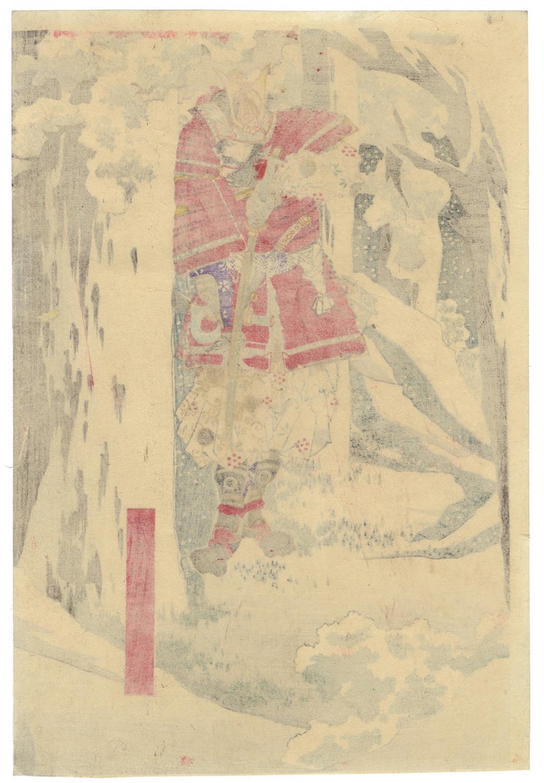 Original Japanese Woodblock Print, Snow, Samurai, Heike, Ukiyo-e ...