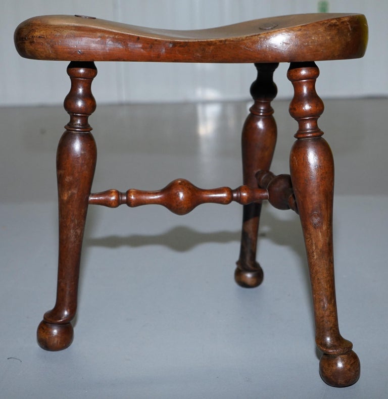Original Jas Shoolbred Victorian Walnut Three Legged Saddle Stool Cock ...