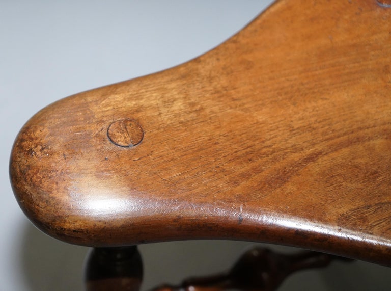 Original Jas Shoolbred Victorian Walnut Three Legged Saddle Stool Cock ...
