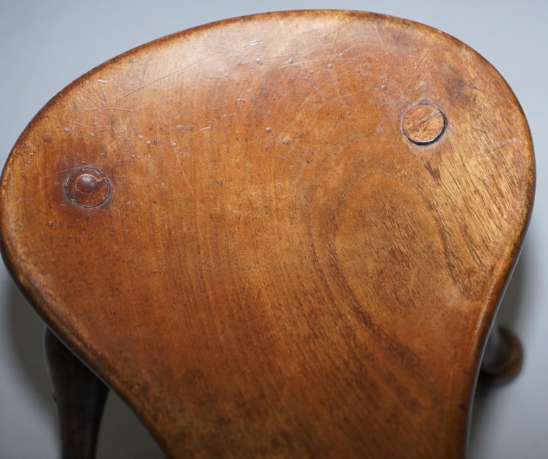 Original Jas Shoolbred Victorian Walnut Three Legged Saddle Stool Cock ...