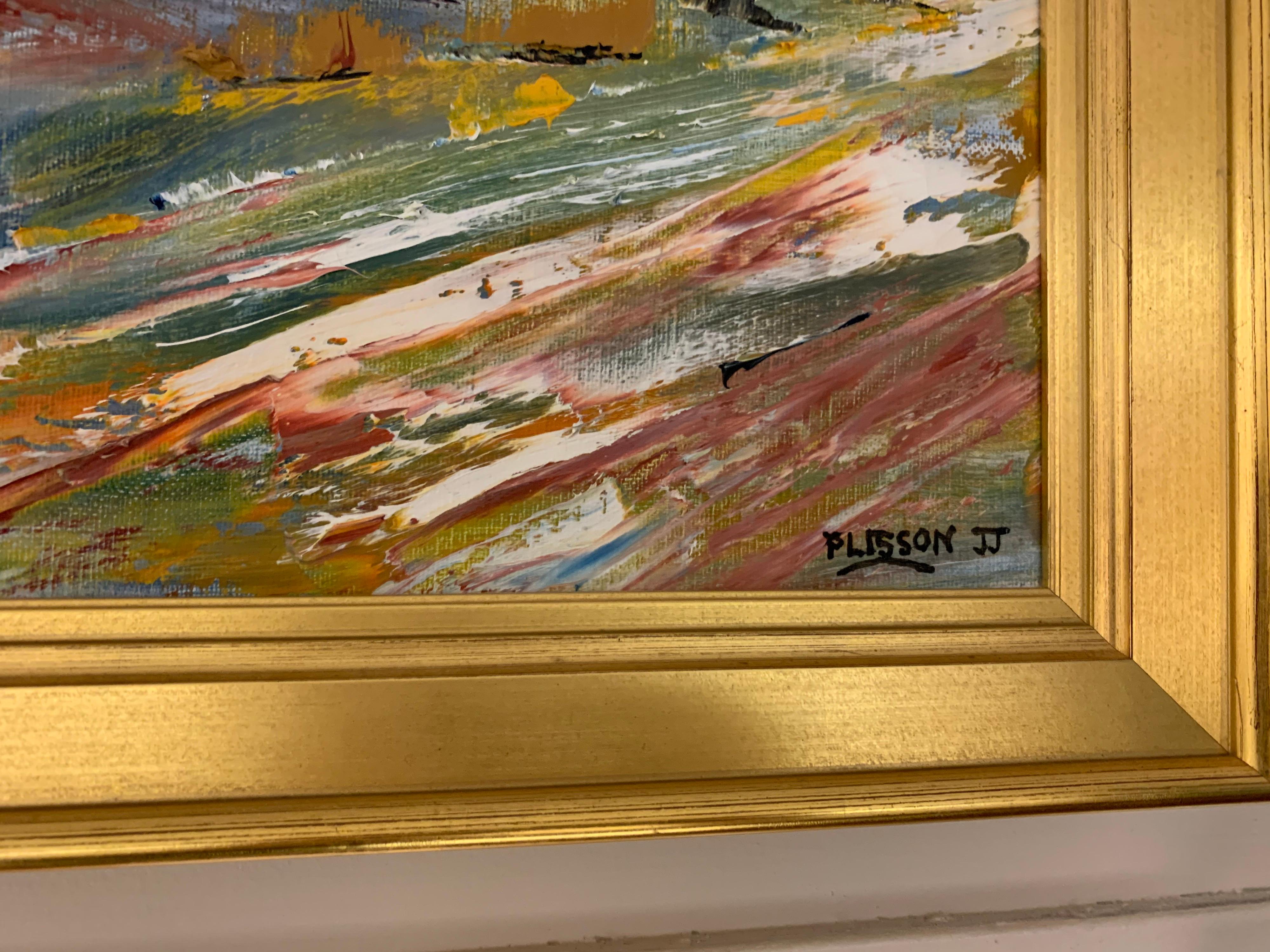 Original Jean Jacques Plisson Signed Oil Painting Seascape Sea Work of ...