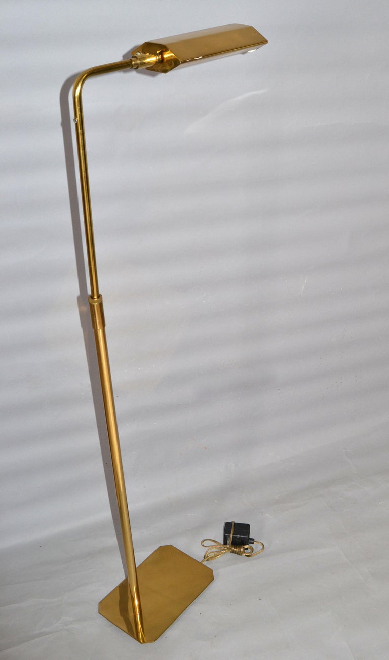 Original Koch and Lowy Articulated Polished Brass Floor Lamp Mid ...