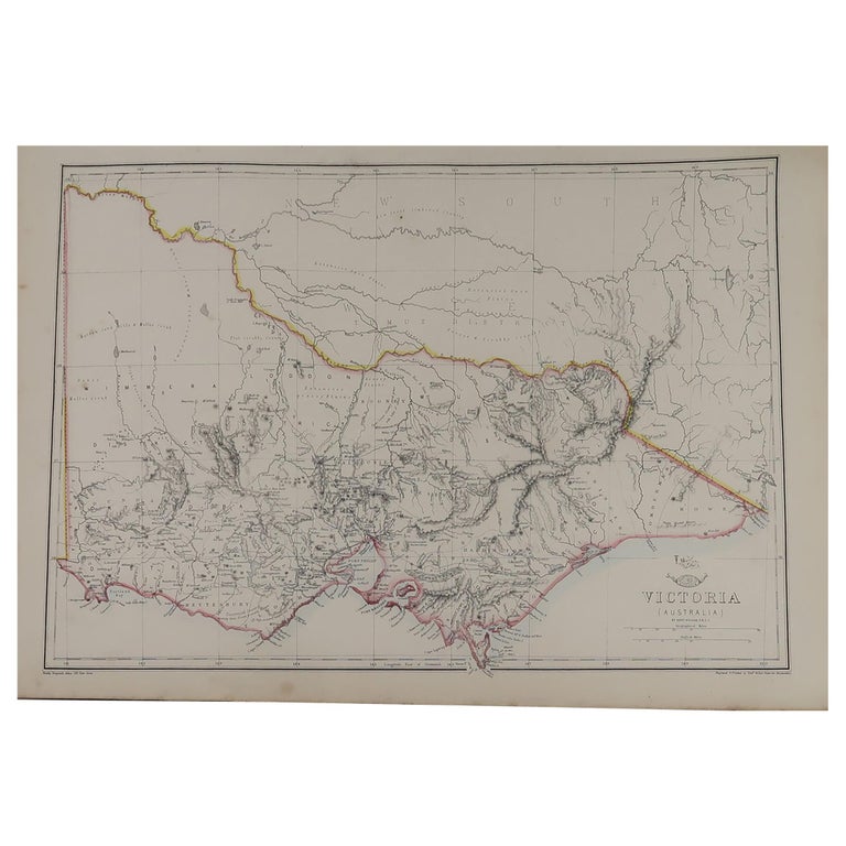 Large Original Antique Map of Victoria, Australia, 1861 For Sale at 1stDibs