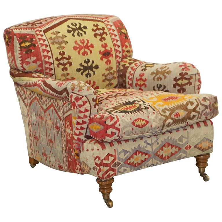 Original Large George Smith Signature Scroll Arm Kilim Upholstery Aztec ...