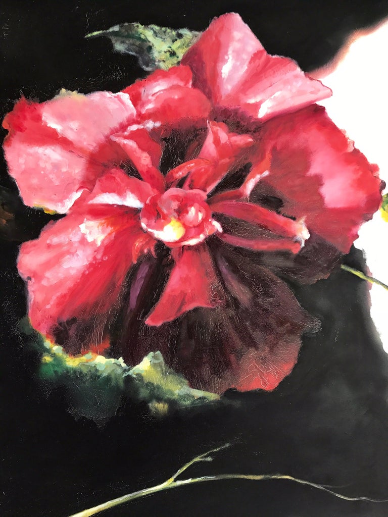 Original Large Red Floral Oil Painting Signed by Tom Ryan For Sale at ...