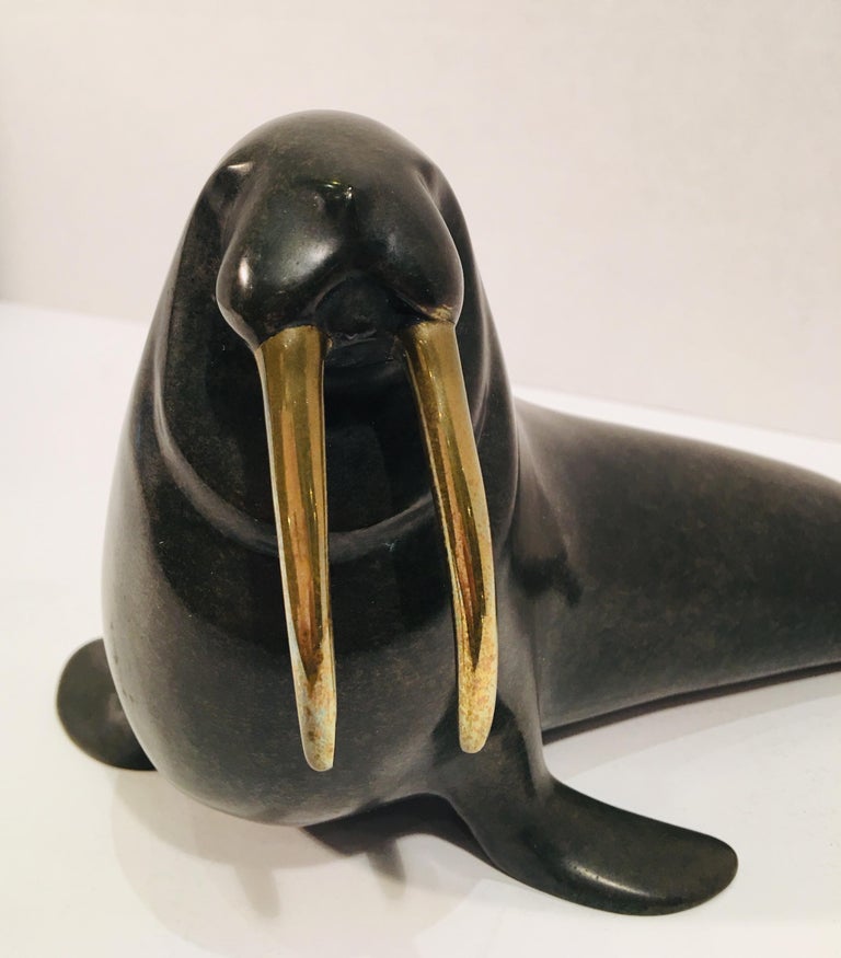 Original Loet Vanderveen "Walrus" Bronze 2 Tone Wildlife Sculpture at ...