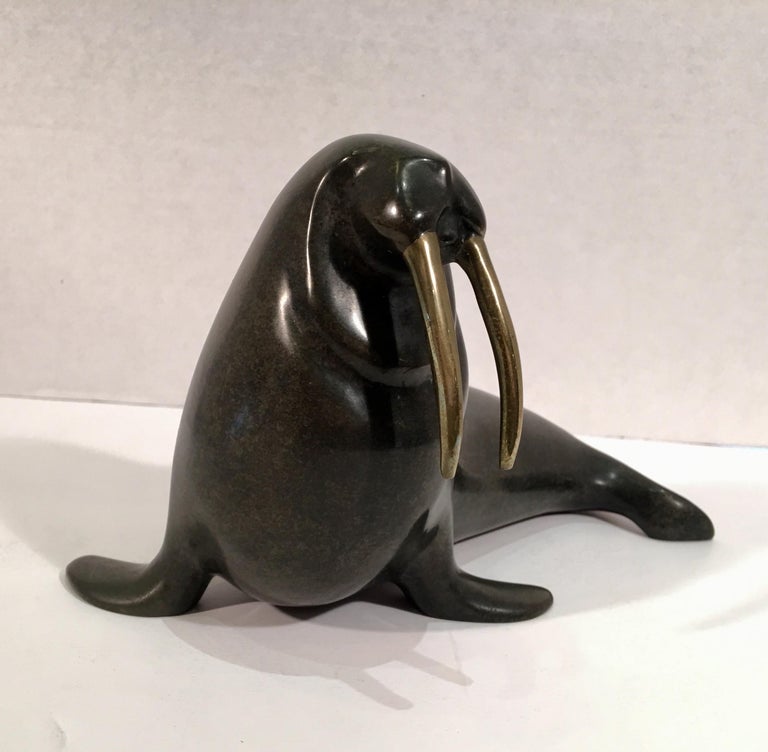 Original Loet Vanderveen "Walrus" Bronze 2 Tone Wildlife Sculpture at ...