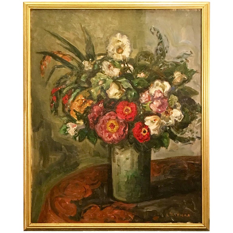 Original Louis Ritman Impressionist Still Life Oil Painting of Flowers ...