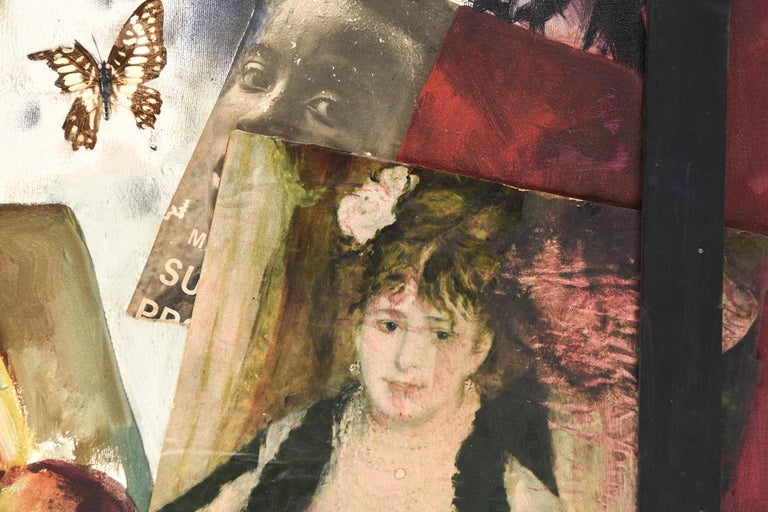 Original Mixed Media Collage on Canvas with JFK Tribute, circa 1974 For ...