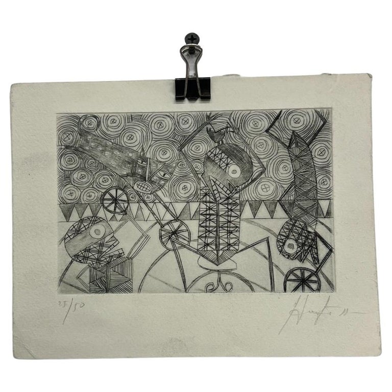 Original Modern Art Drawing 4 Woodblock Print 25/50 Oaxaca, Mexico For ...