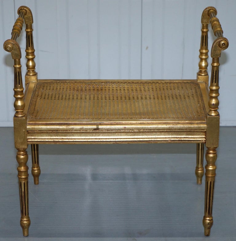 Original Napoleon III Gold-Leaf Painted Bergere Window Seat Bench ...