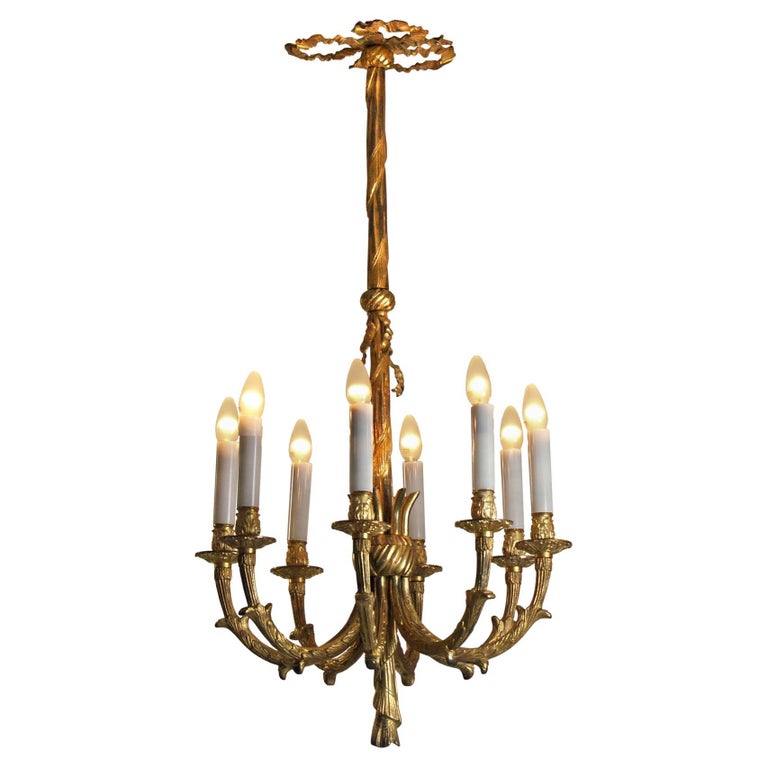 Original Neoclassical Austrian Mastercraft Brass Parlor Chandelier For ...