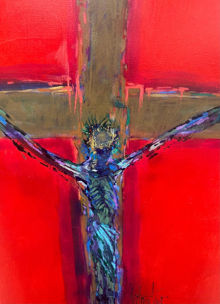Original Oil Abstract Painting of Jesus Christ on the Cross by Ralph ...