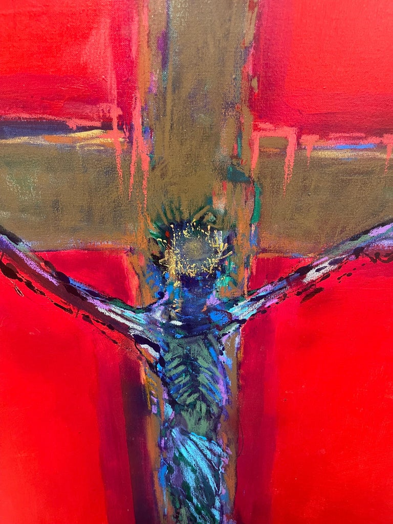 Original Oil Abstract Painting of Jesus Christ on the Cross by Ralph ...