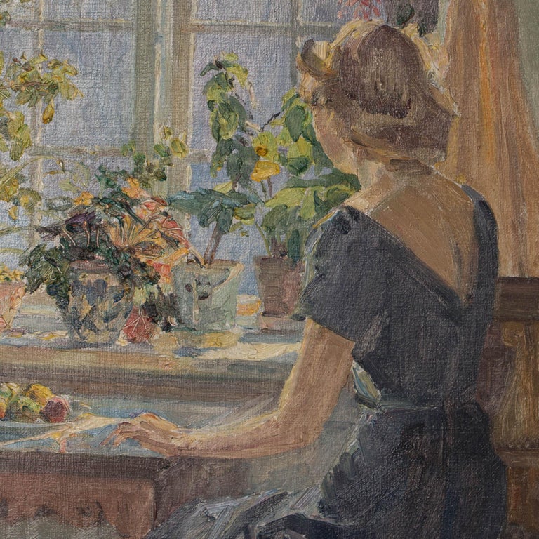 Original Oil on Canvas Painting of Woman Seated at Window by Robert ...