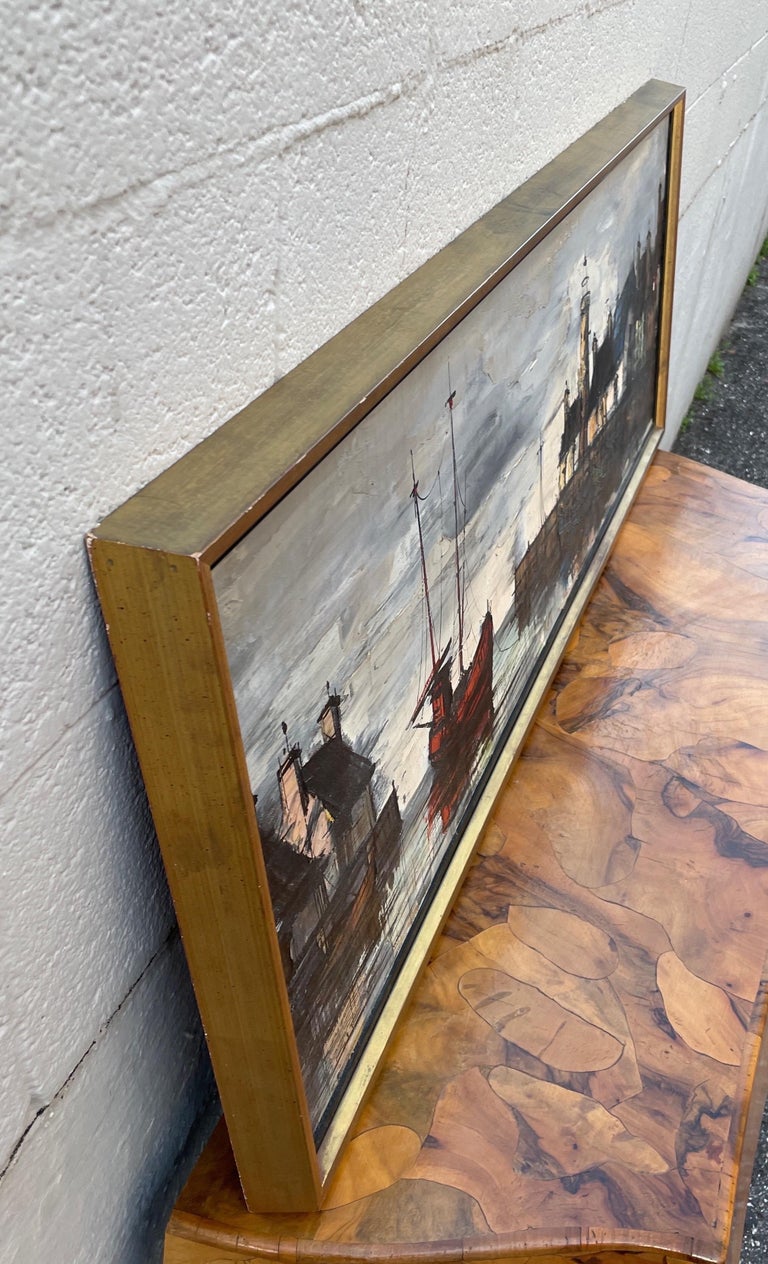 Original Oil Painting of Harbor Scene For Sale at 1stDibs