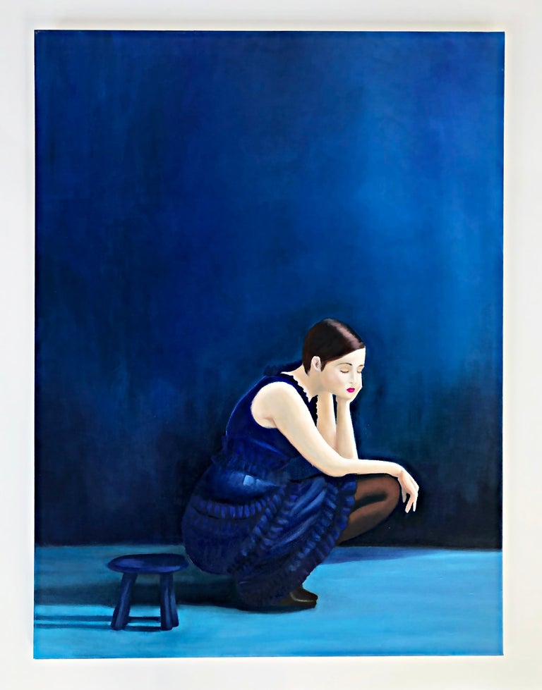 Original Oil Painting on Canvas "Girl in Blue" by Mary Stone For Sale ...