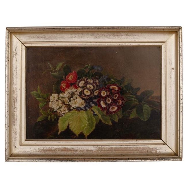 Original Oil Still Life of Flowers and Apple Blossoms by I.L.Jensen ...