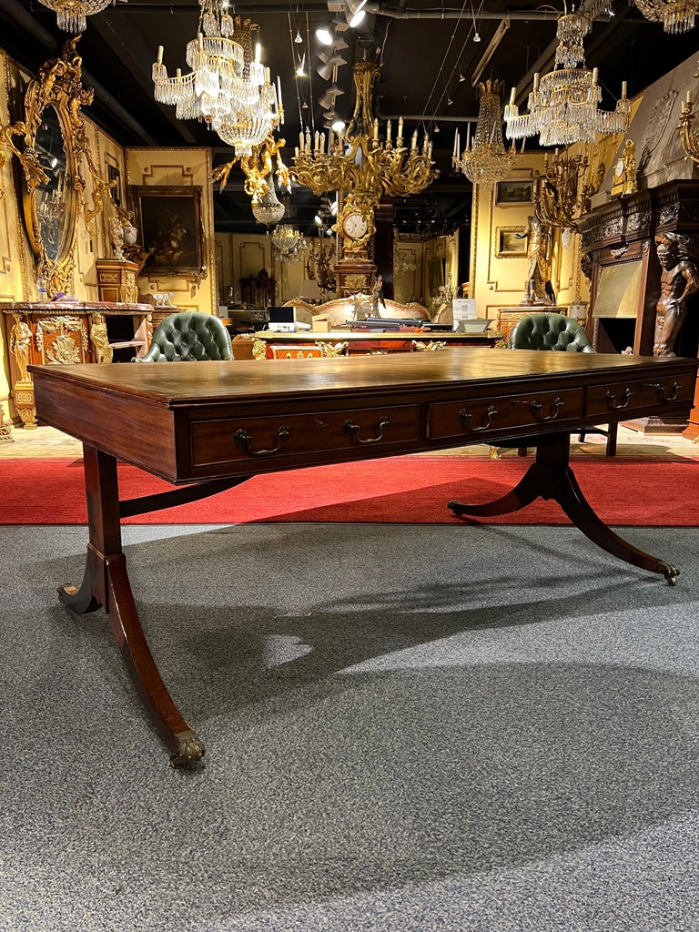 Original Old English Mahogany Desk / Writing Table For Sale at 1stDibs