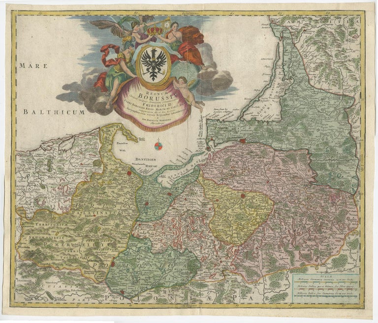 Originale alte, handkolorierte Karte der baltischen Region von Memel ...