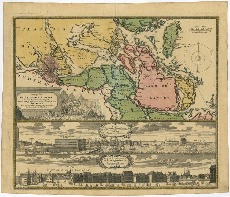 Original Old Map East of Stockholm, the Island Ljusterö and Värmdö ...