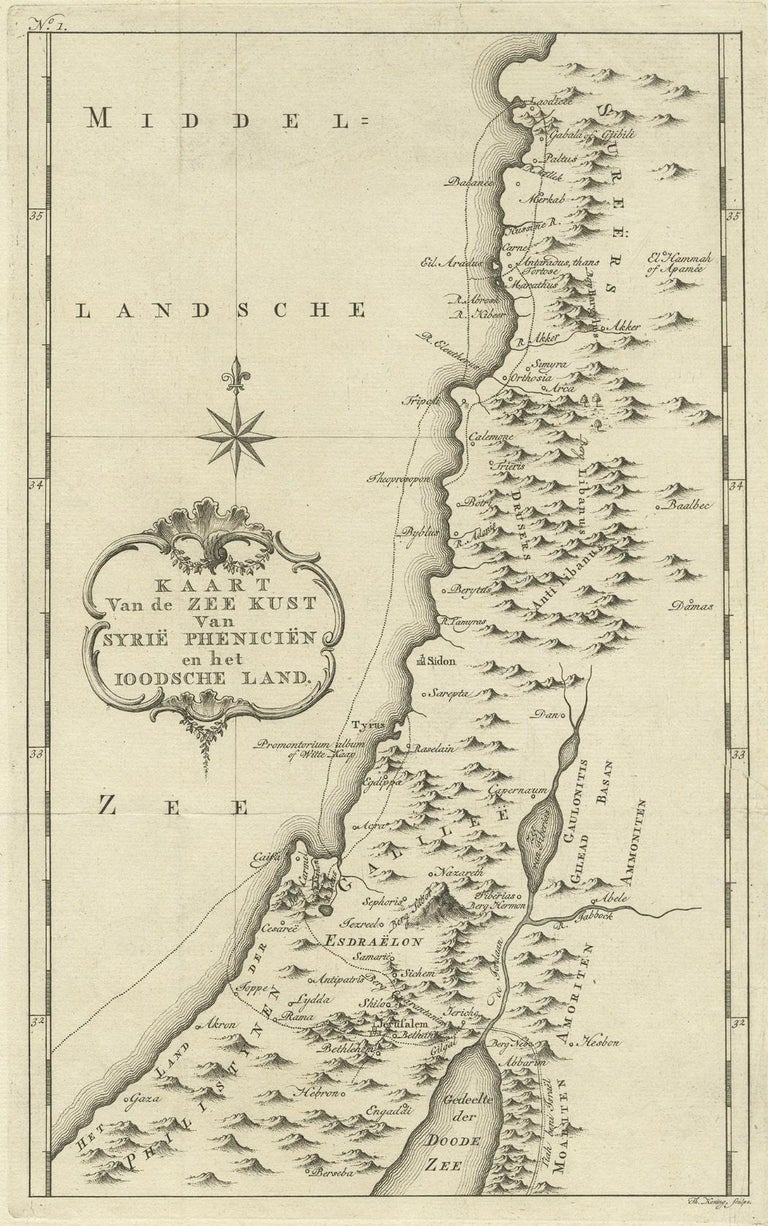 Original Old Map of the Coast of Syria and Phoenicia, 1773 For Sale at ...