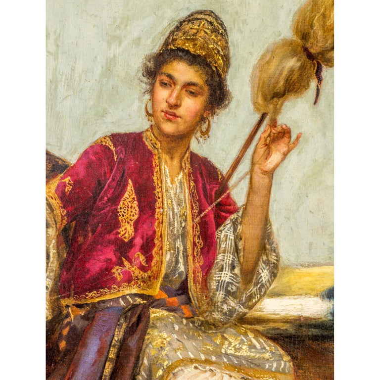 Original Orientalist Oil Painting of a Young Weaver by Rudolf Ernst For ...