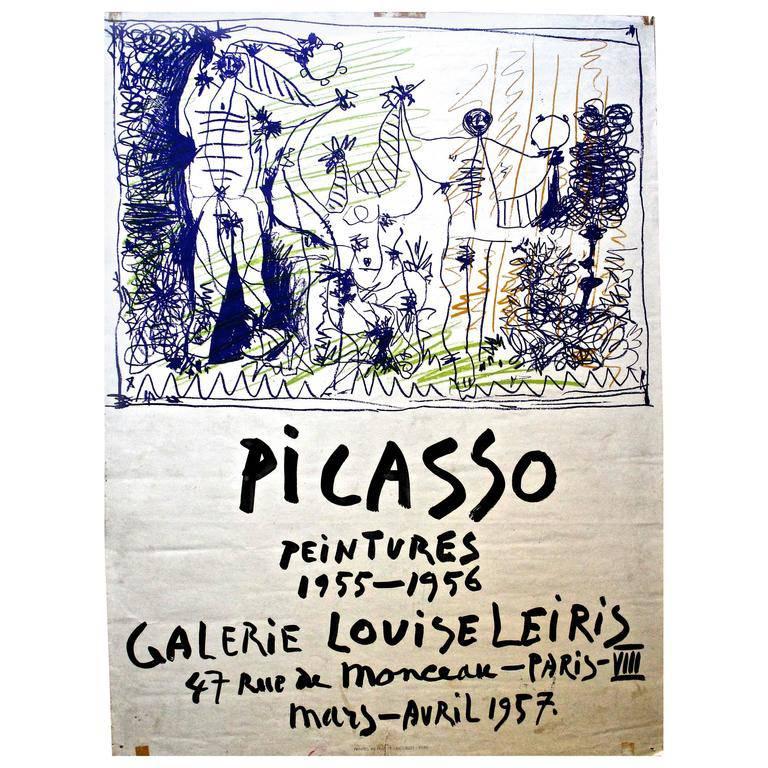 Original Pablo Picasso Poster, 1957, Galerie Louise Leiris at 1stDibs