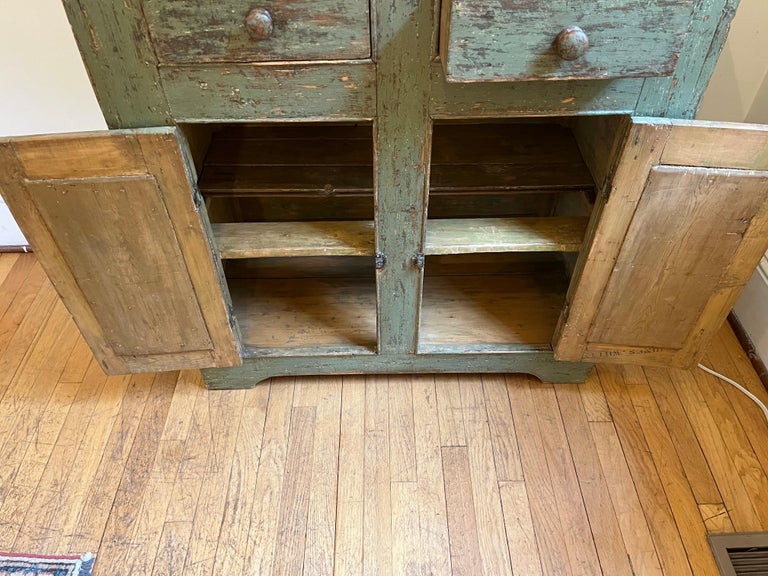 Original Painted 2 Door, 2 Drawer Cupboard For Sale at 1stDibs