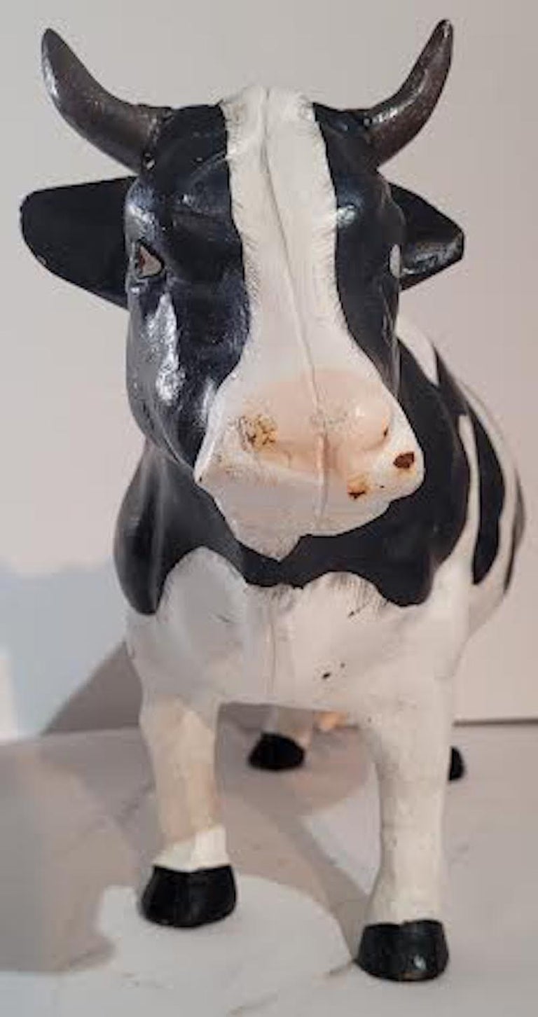 Original Painted Cast Iron Cow For Sale at 1stDibs