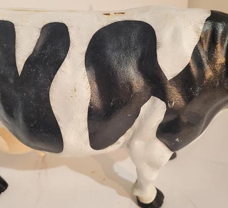Original Painted Cast Iron Cow For Sale at 1stDibs