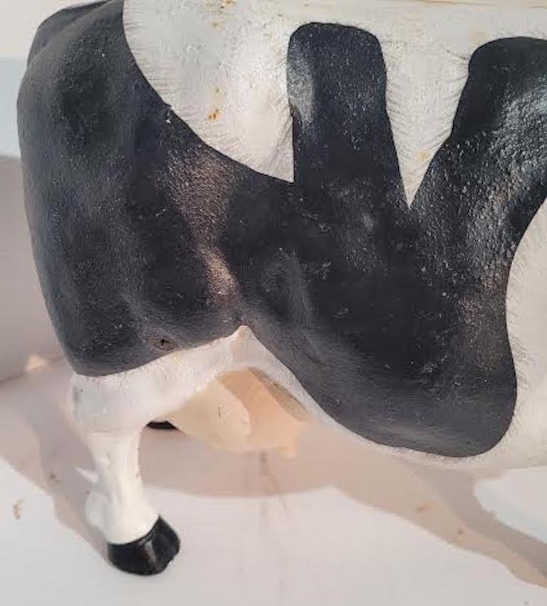Original Painted Cast Iron Cow For Sale at 1stDibs