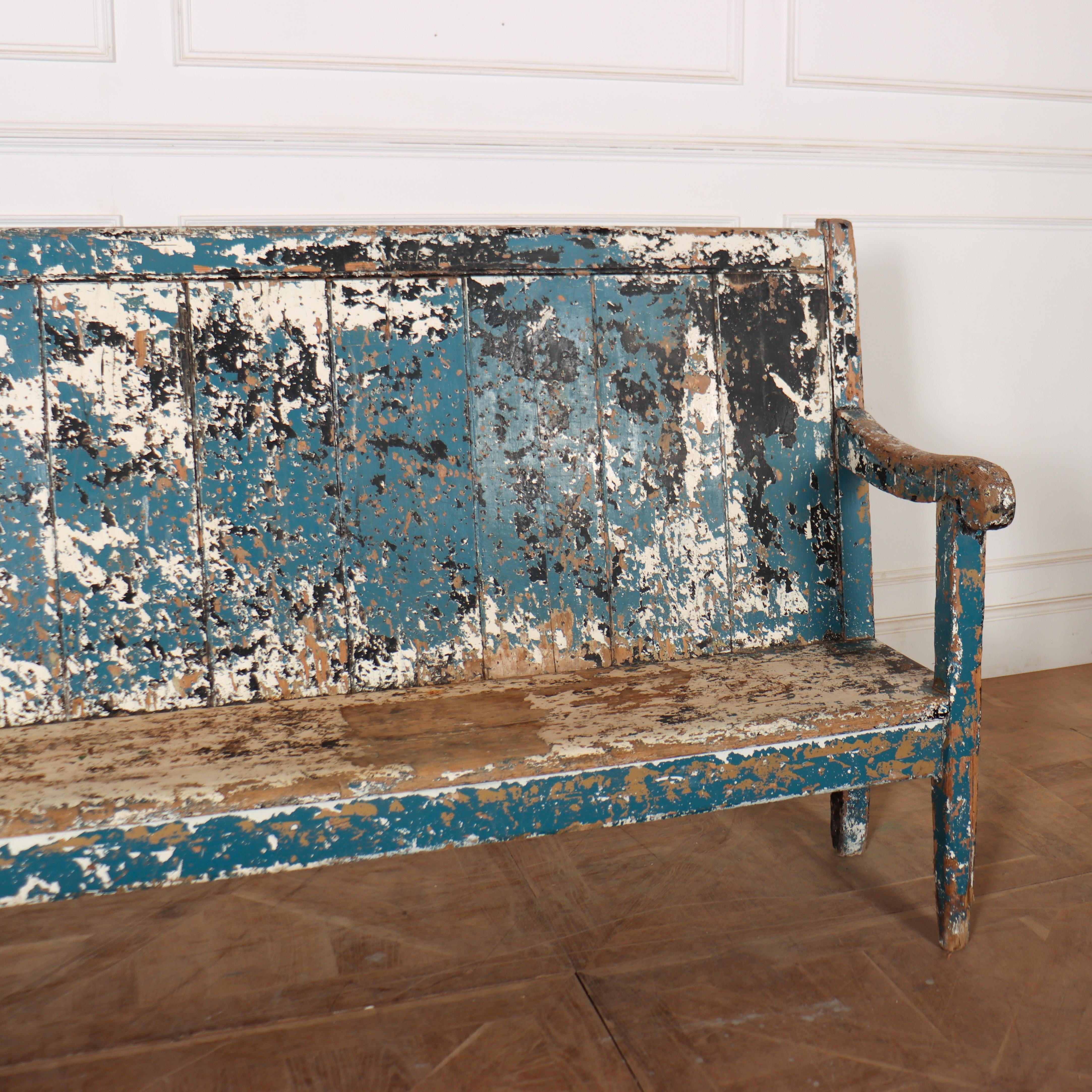 Original Painted High Back Settle For Sale at 1stDibs