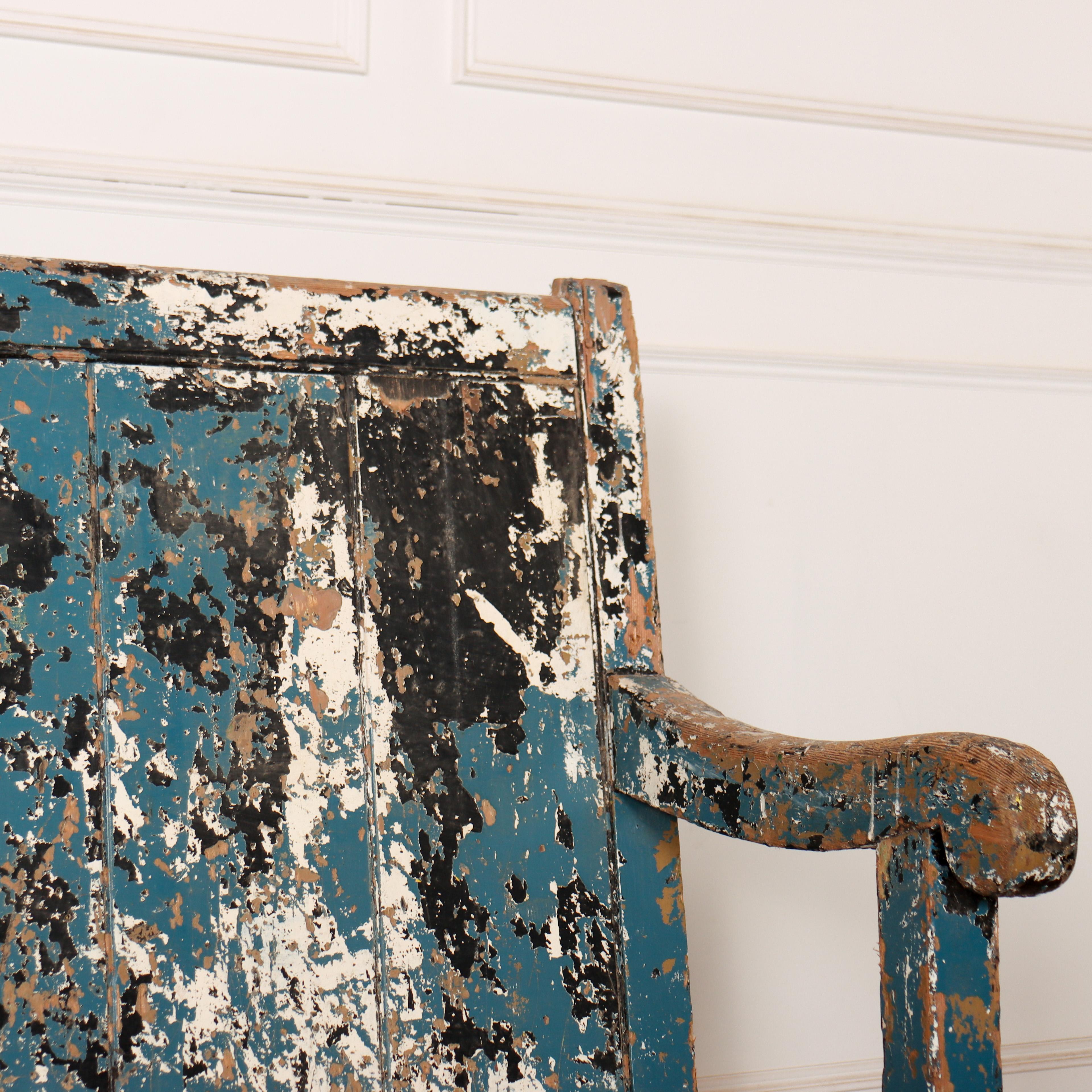 Original Painted High Back Settle For Sale at 1stDibs