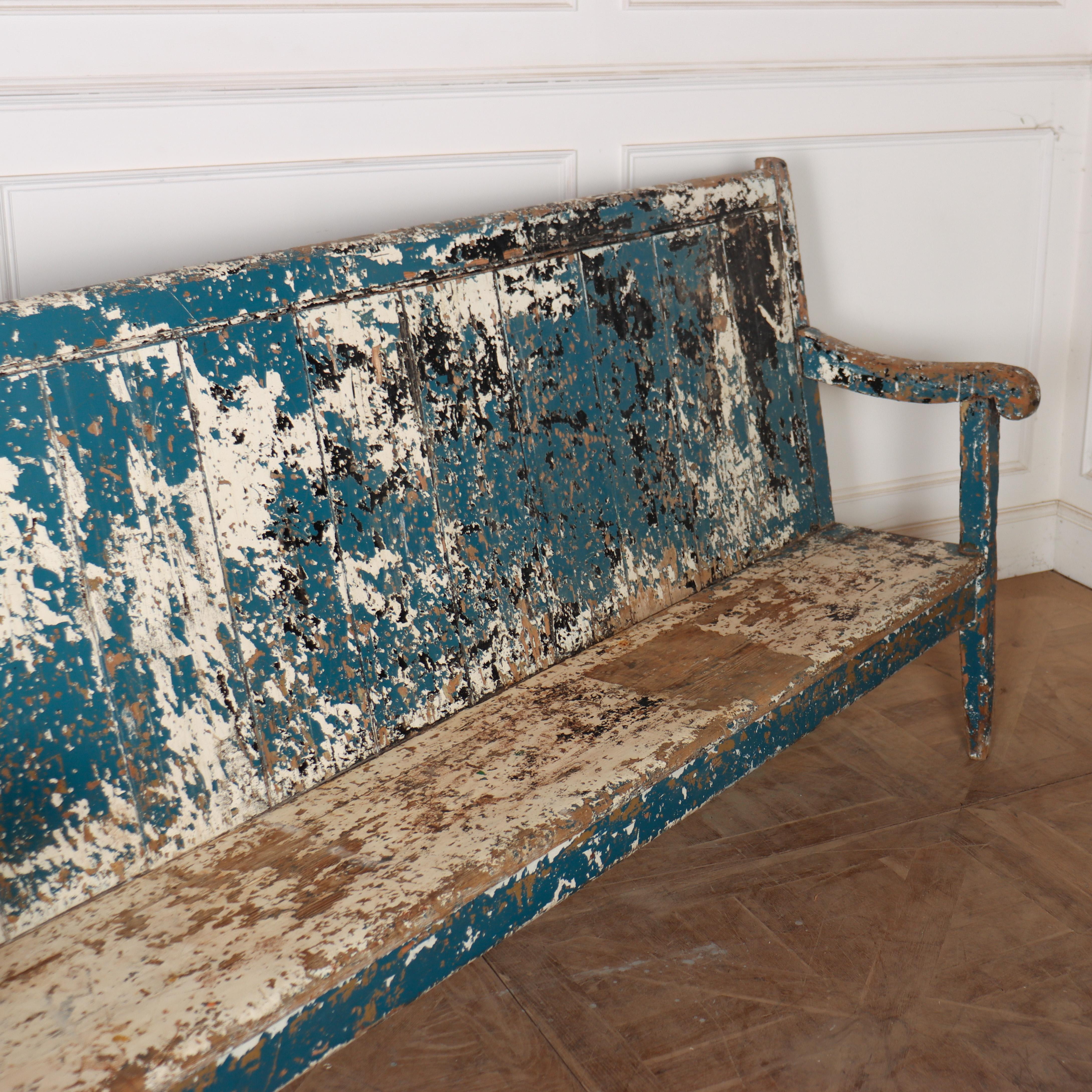 Original Painted High Back Settle For Sale at 1stDibs