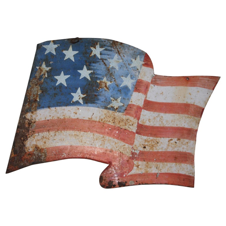 Original Painted Metal Parade Flag For Sale at 1stDibs