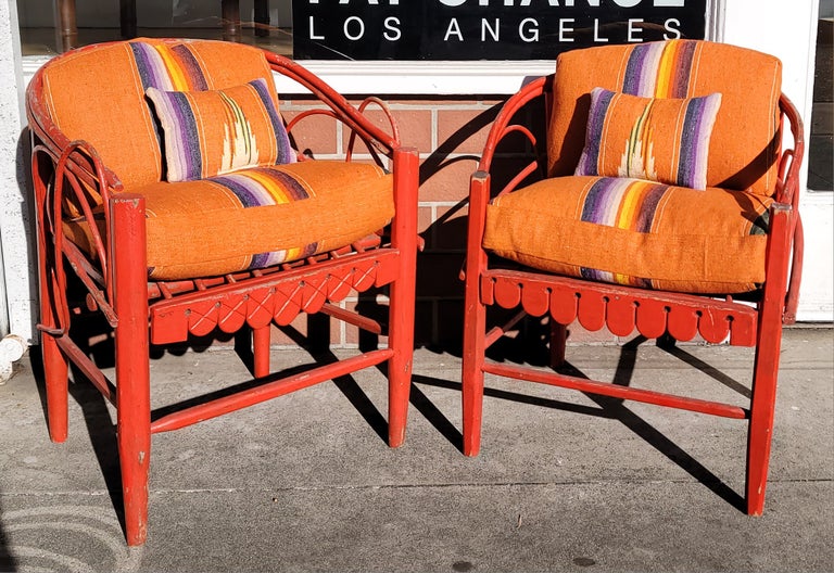 Original Painted Twig Chairs W/Serape Cushions For Sale at 1stDibs